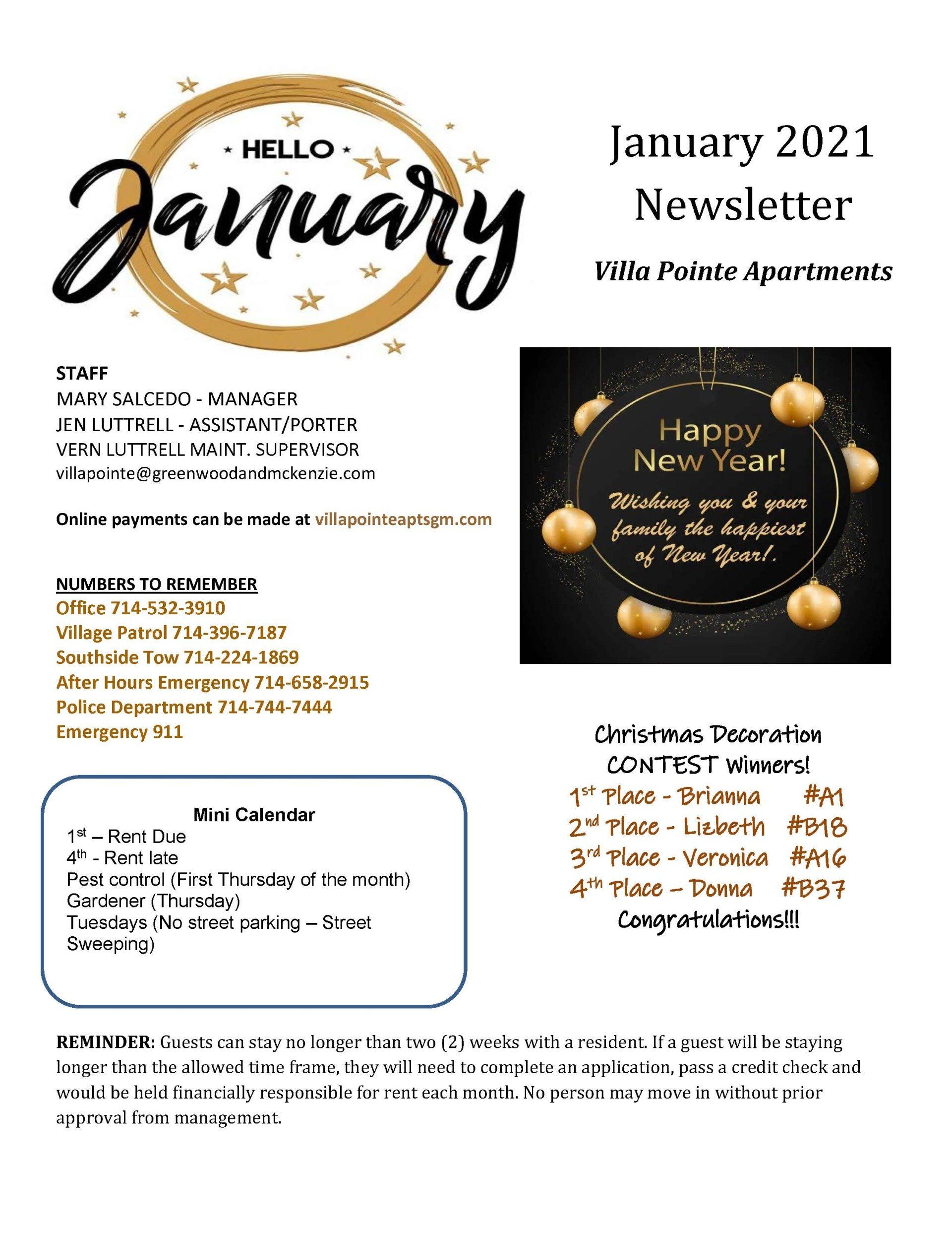 Resident Newsletter - January