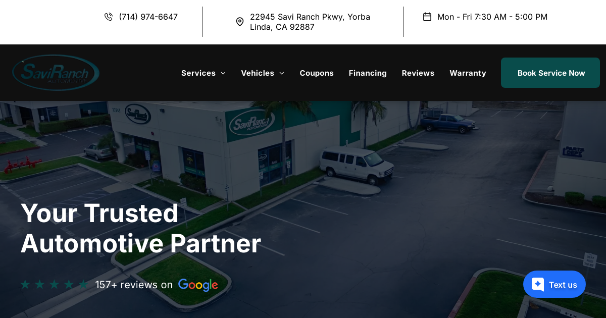 Auto Repair in Yorba Linda, CA | Savi Ranch Automotive