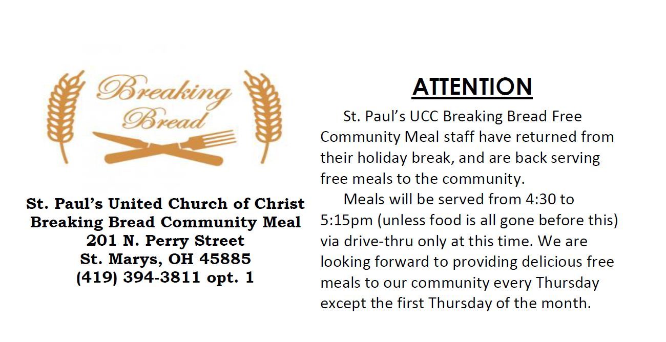 St Paul's United Church of Christ to provide free meals