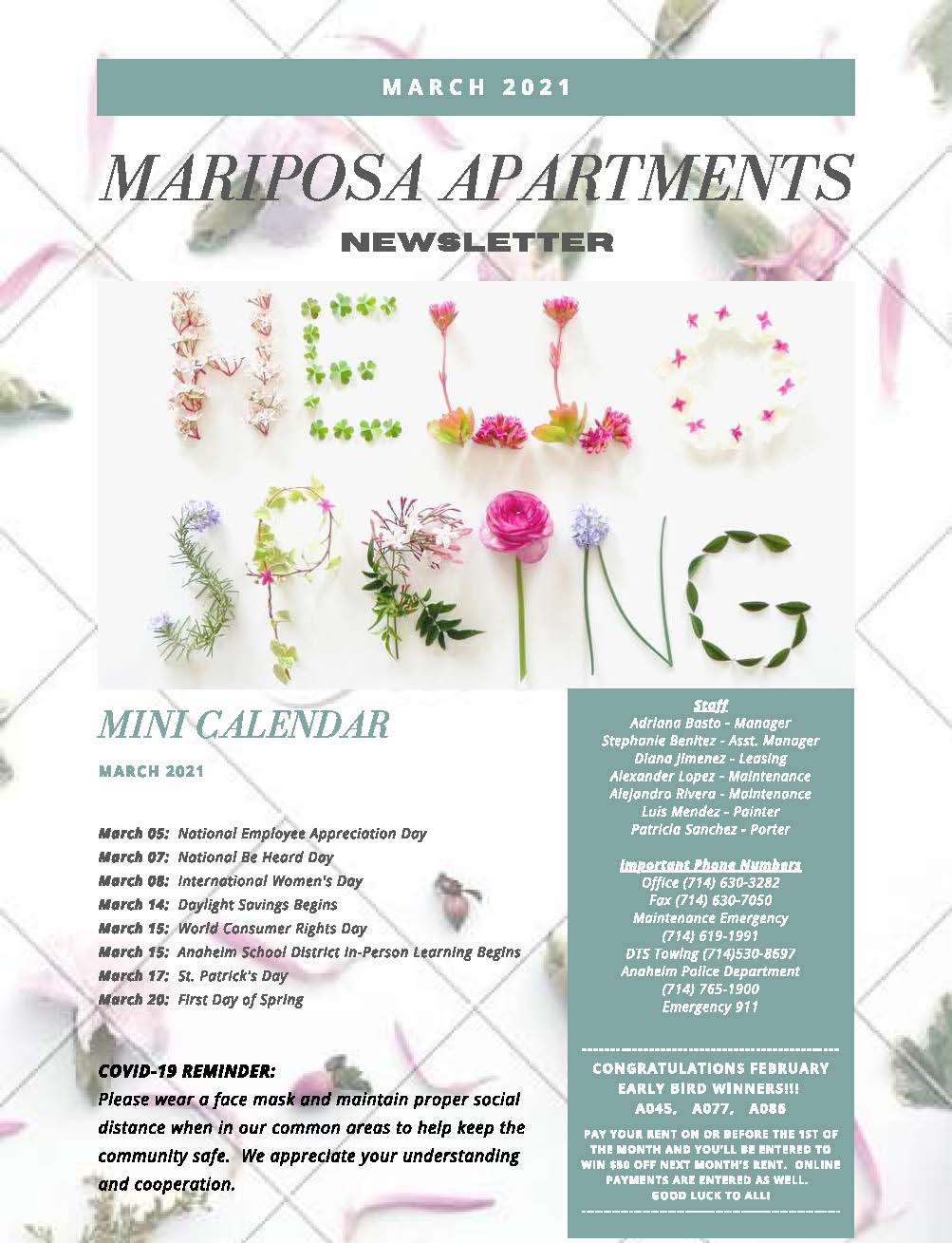 Resident Newsletter - March