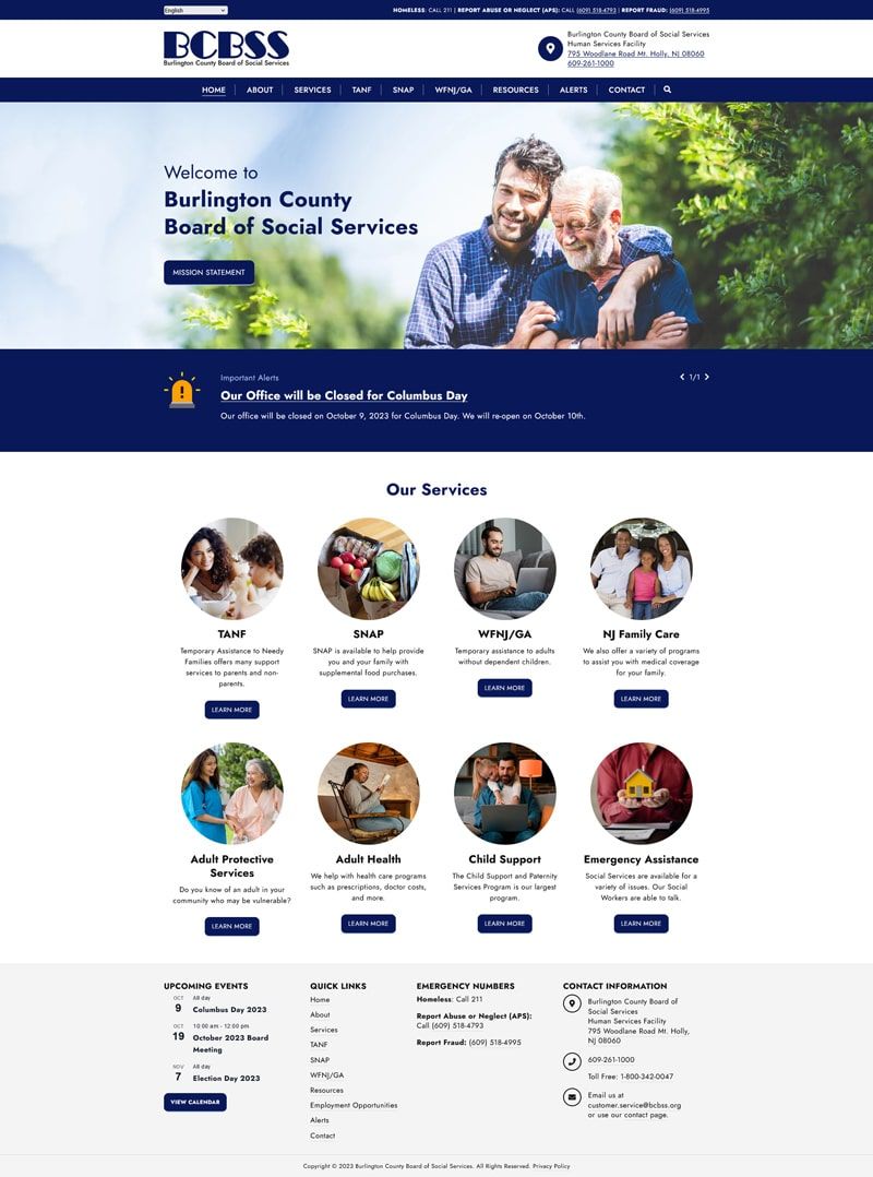 Burlington County Board of Social Services Website Design & Development | Commexis