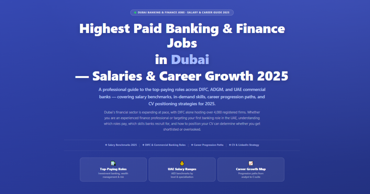 High-Paying Banking & Finance Jobs in Dubai | 2026 Salary Guide