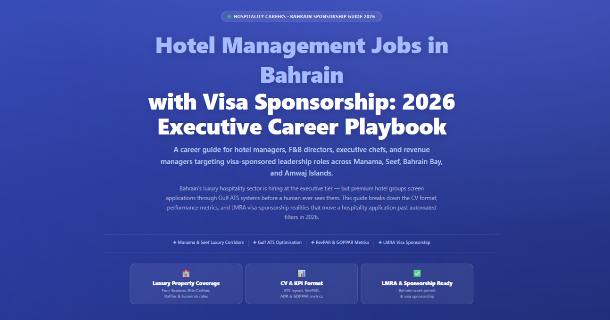 Hotel Management Jobs in Bahrain 2026: Visa Guide | Labeeb