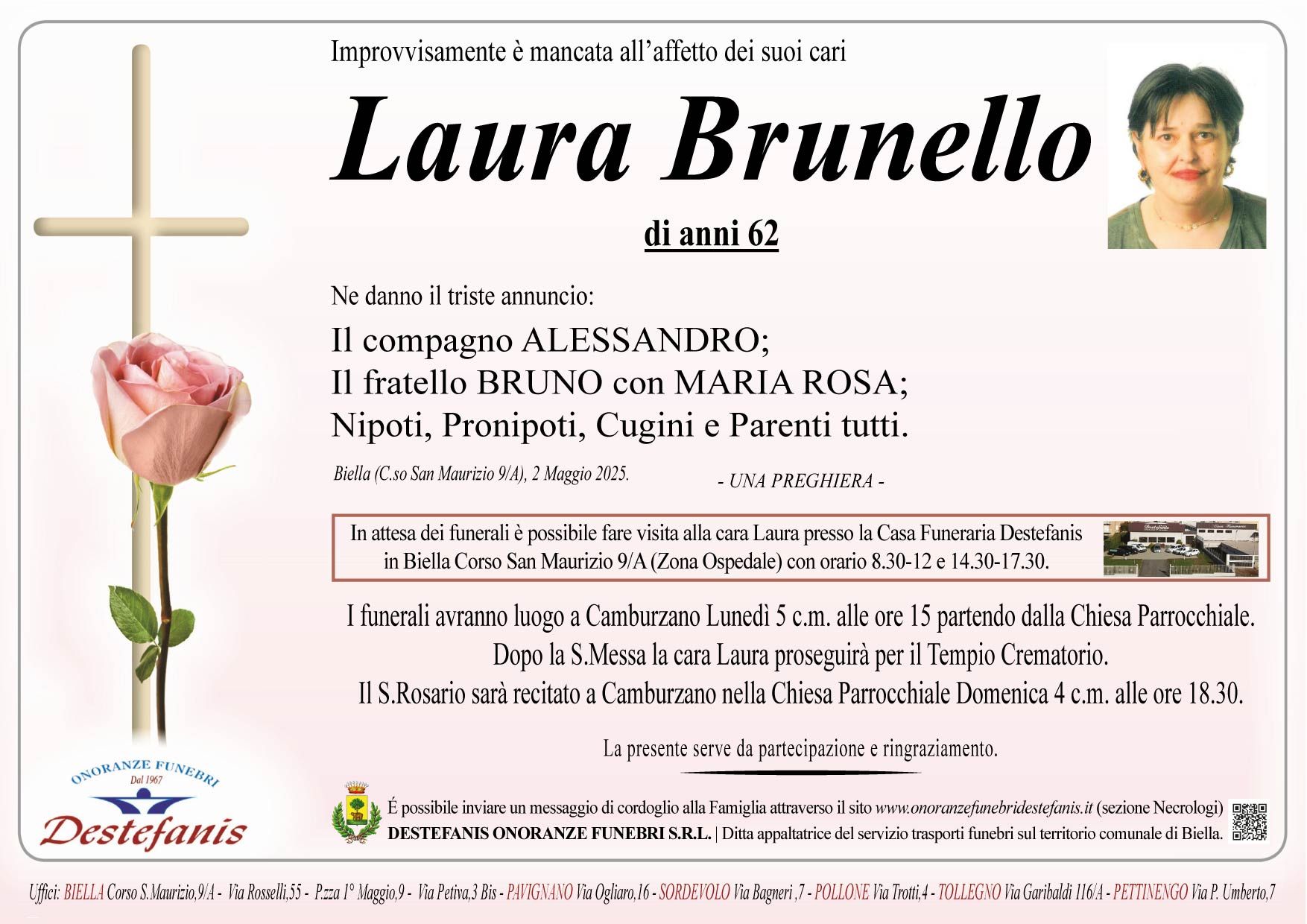 Elenco deceduti | Biella, BI | Impresa Funebre Destefanis