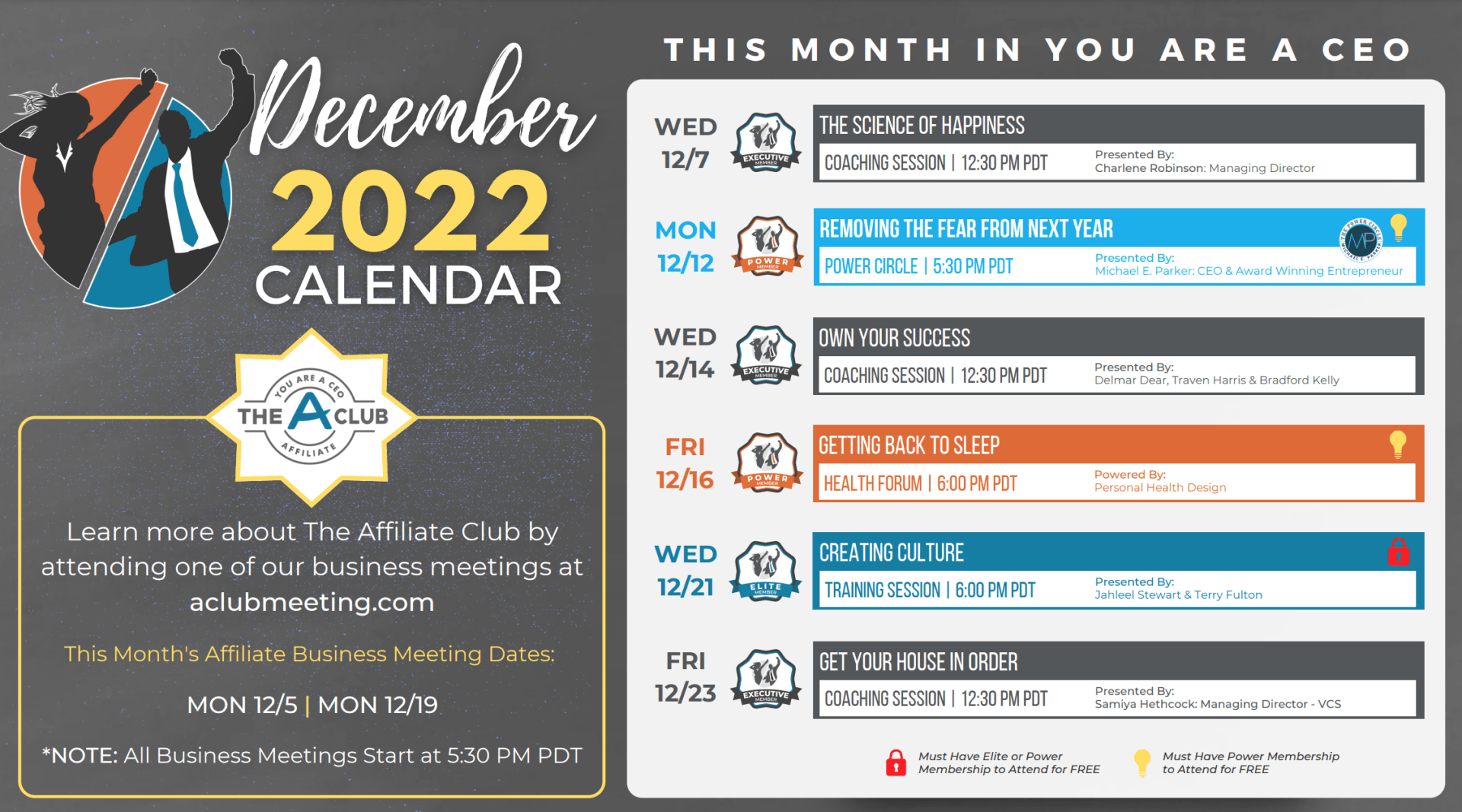 CEO Calendar | Events | Subscription | Download