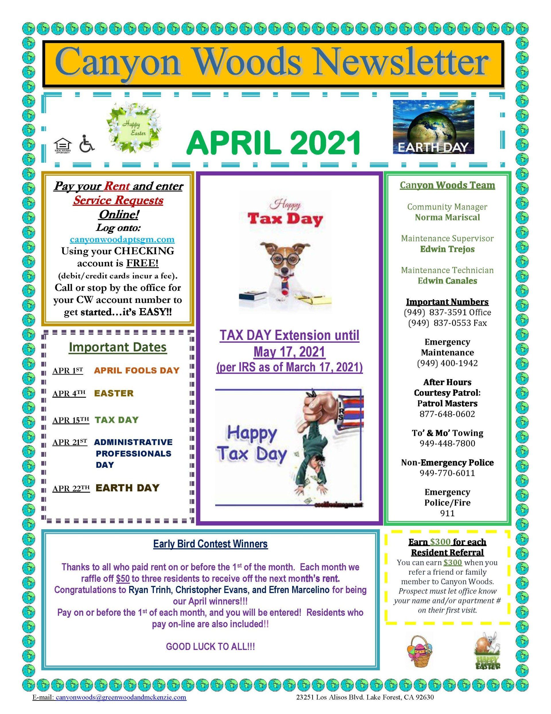 Resident Newsletter - April