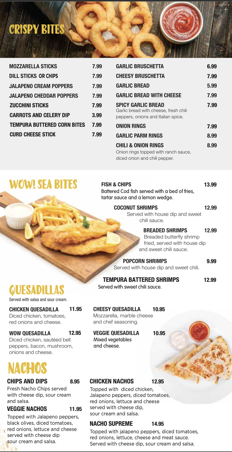 Wow Wing House Cape Coral Menu