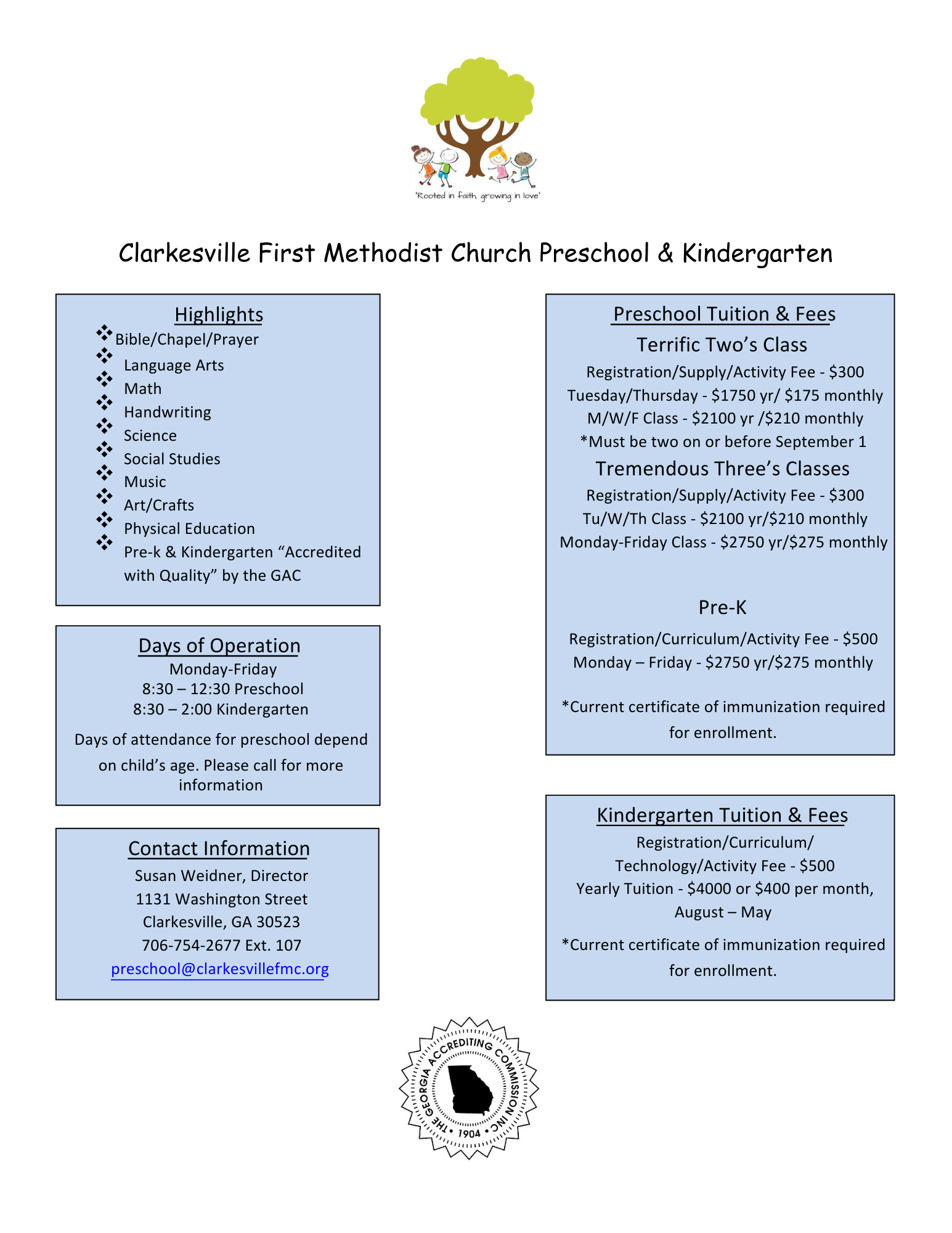 Preschool & Kindergarten | Clarkesville First Methodist Church ...