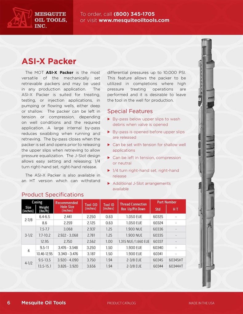 Production Packers | Permian Basin & Lubbock, TX | Mesquite Oil Tools Inc.