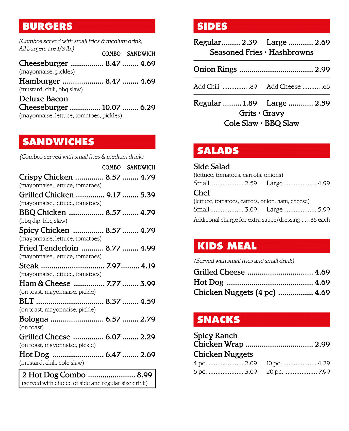 Our Menu | Lexington, NC | Biscuit King