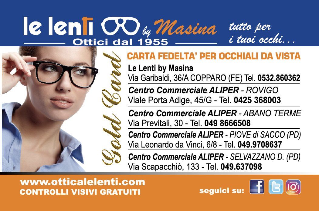Carta fedeltà per Lenti e Occhiali | Masina Le Lenti
