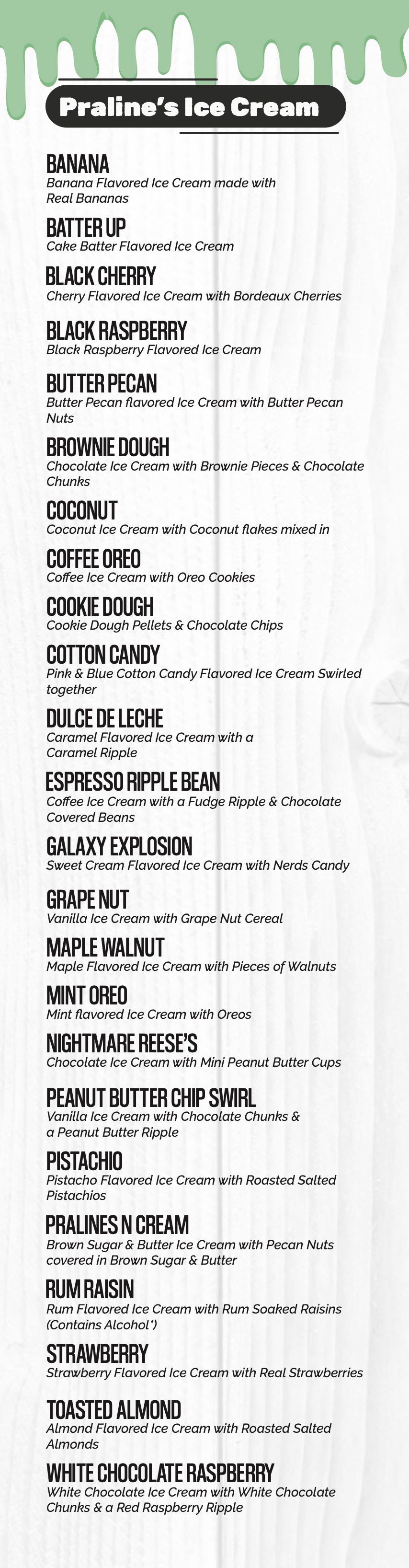 Micro Creamery of CT: Menu