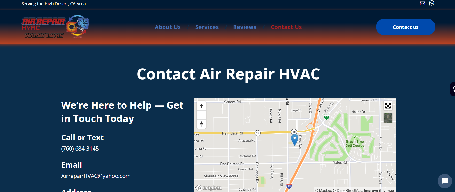 HVAC Contact Info | Victorville, CA | Air Repair HVAC