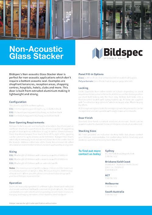 Non-Acoustic Glass Stacker Australia | Bildspec