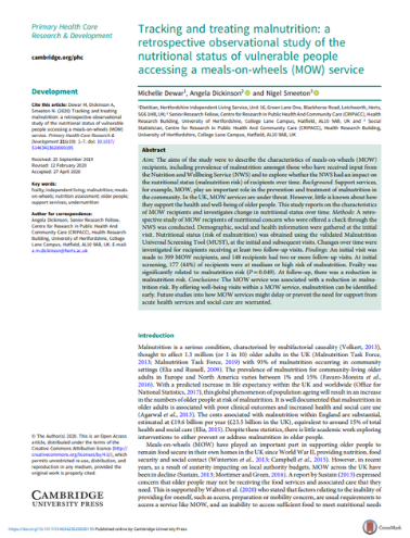 Tracking and treating malnutrition: a retrospective observational study ...