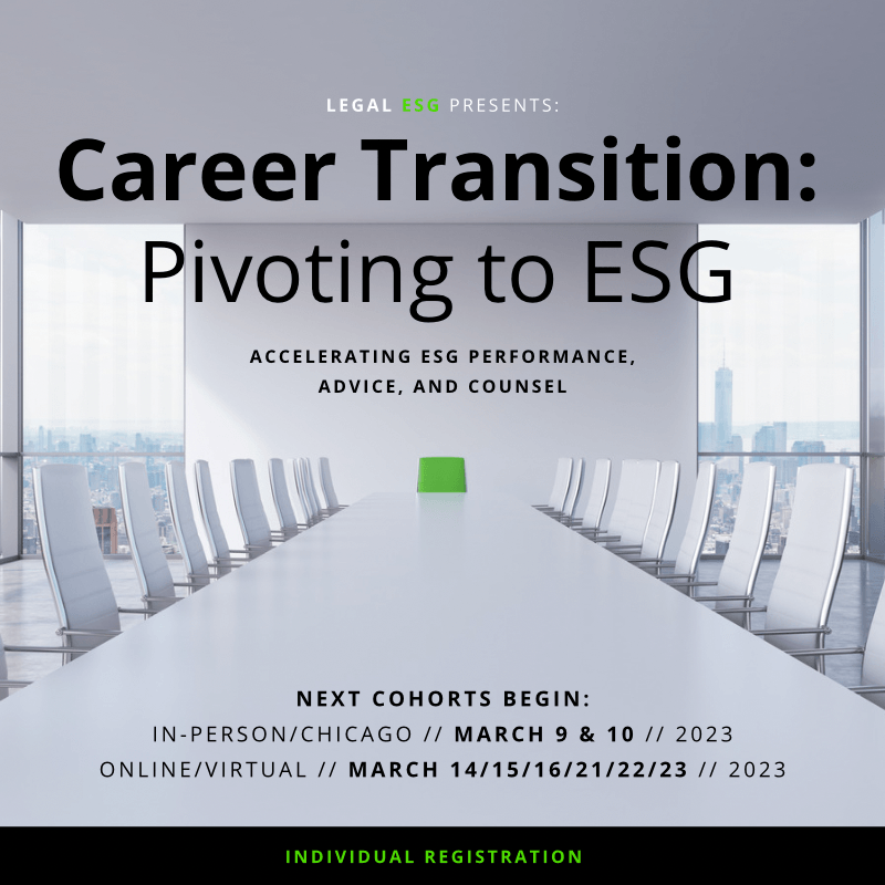 Career Transition: Pivoting to ESG | Global