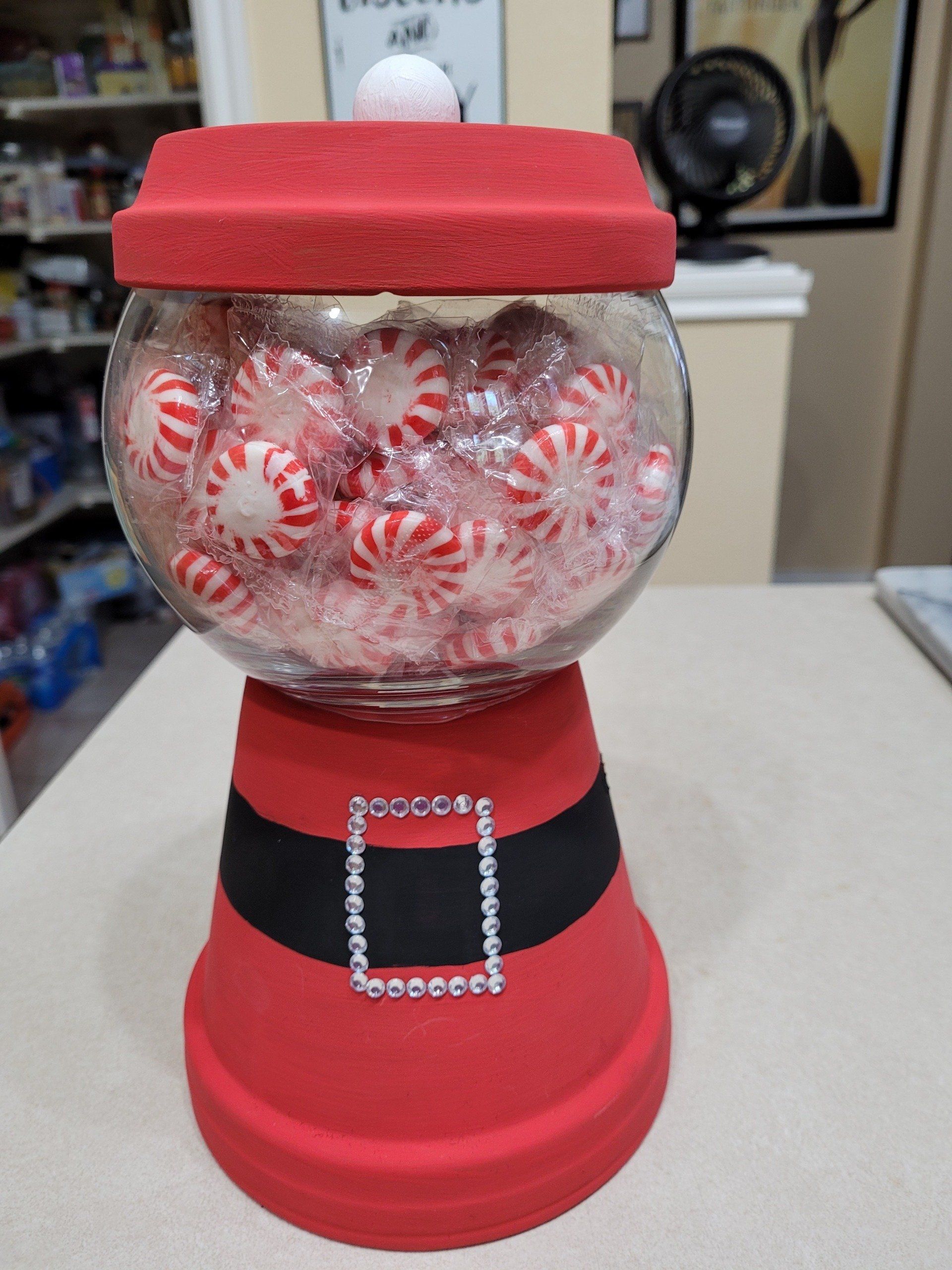 Clay Pot Santa Candy Dish