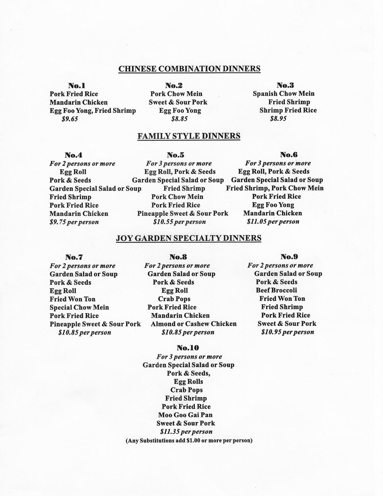 Chinese Cantonese Menu Combos Specials - Meridian ID