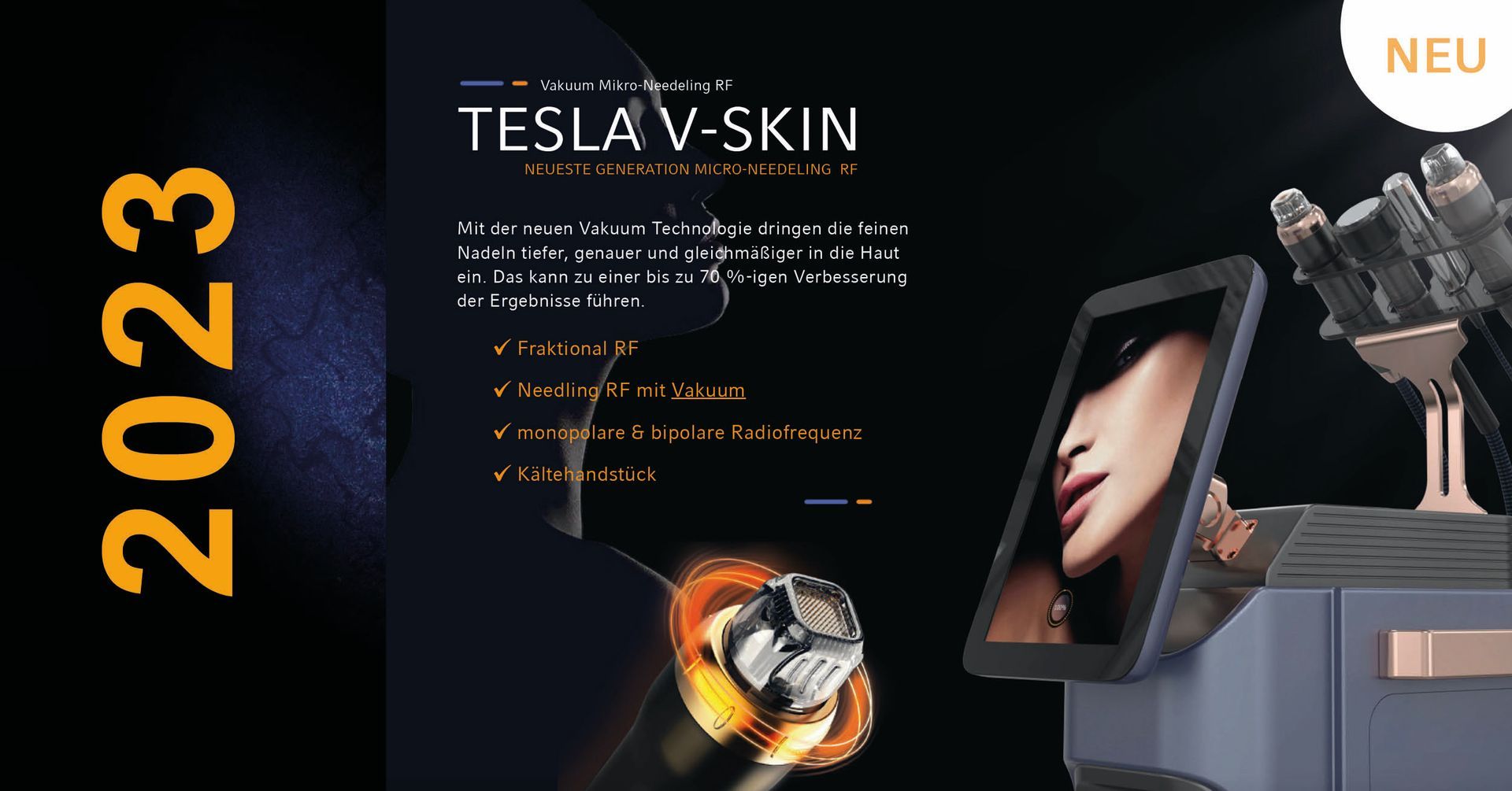 TESLA V-SKIN - Mikro-Needling mit Radiofrequenz und Vakuum