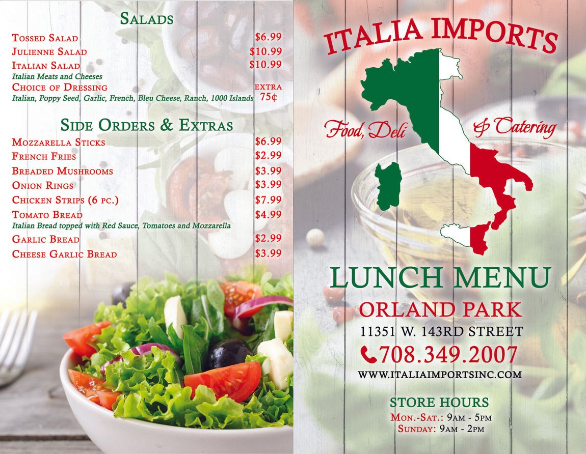 Italian Menu | Orland Park, IL | Italia Imports