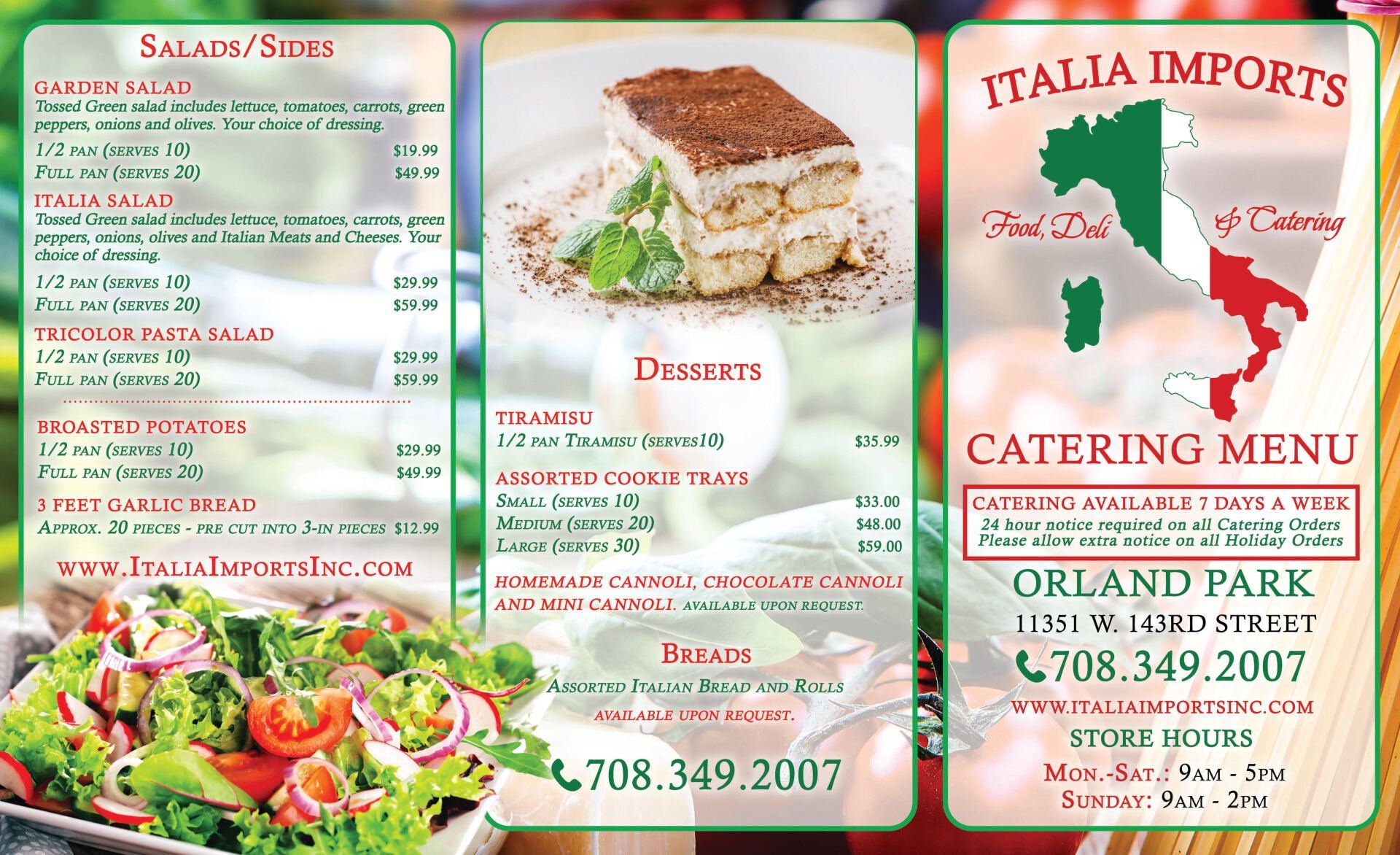 Italian Menu | Orland Park, IL | Italia Imports