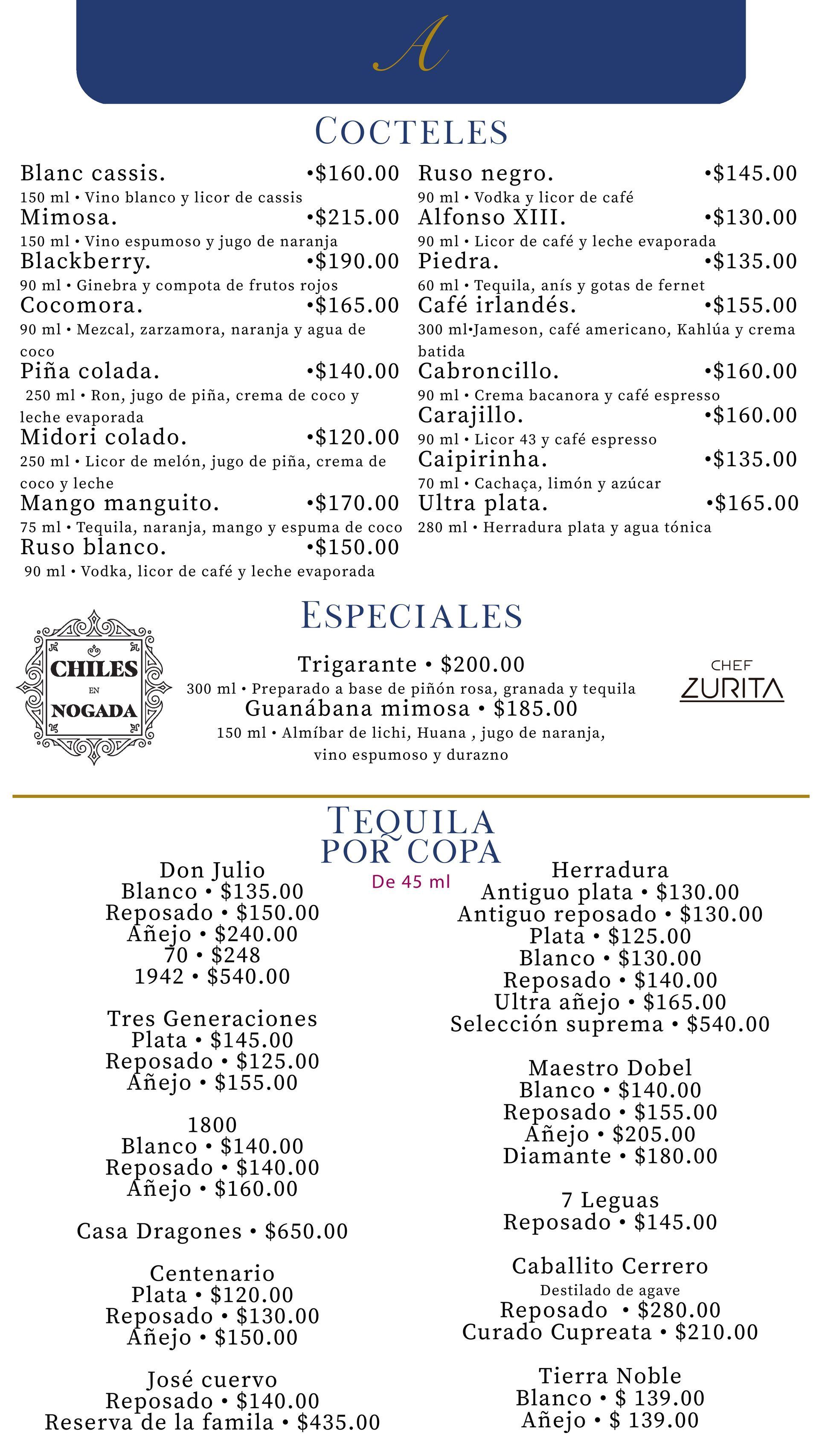 Menú Azul Condesa