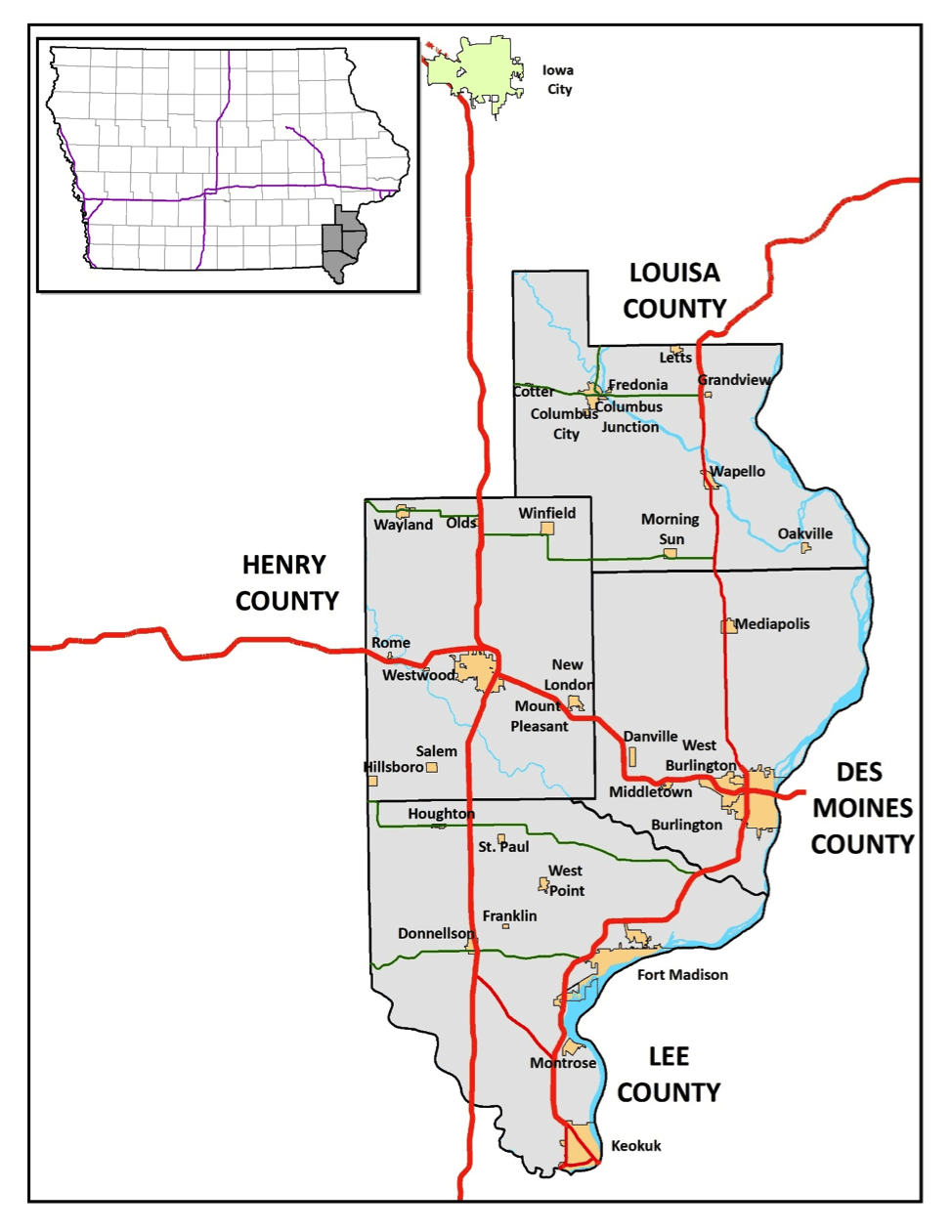 Tri State Map Of Iowa