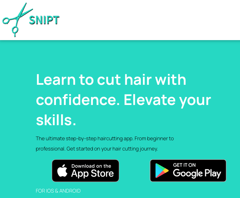 Snipt Hair Cutting App. Available now on the App Store & Google Play.
