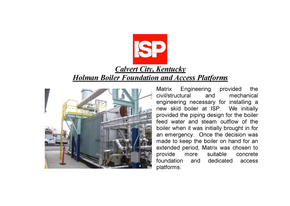 Calvert City, Kentucky Holman Boiler Foundation and Access Platforms