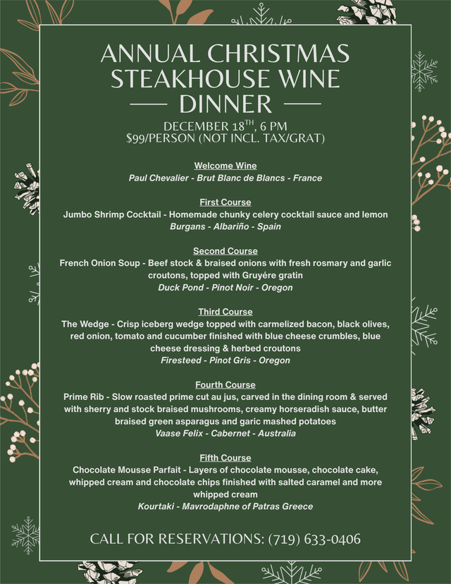 Winter Wine Dinner Menus Wonderful Winter Restaurant Specials On Wine
