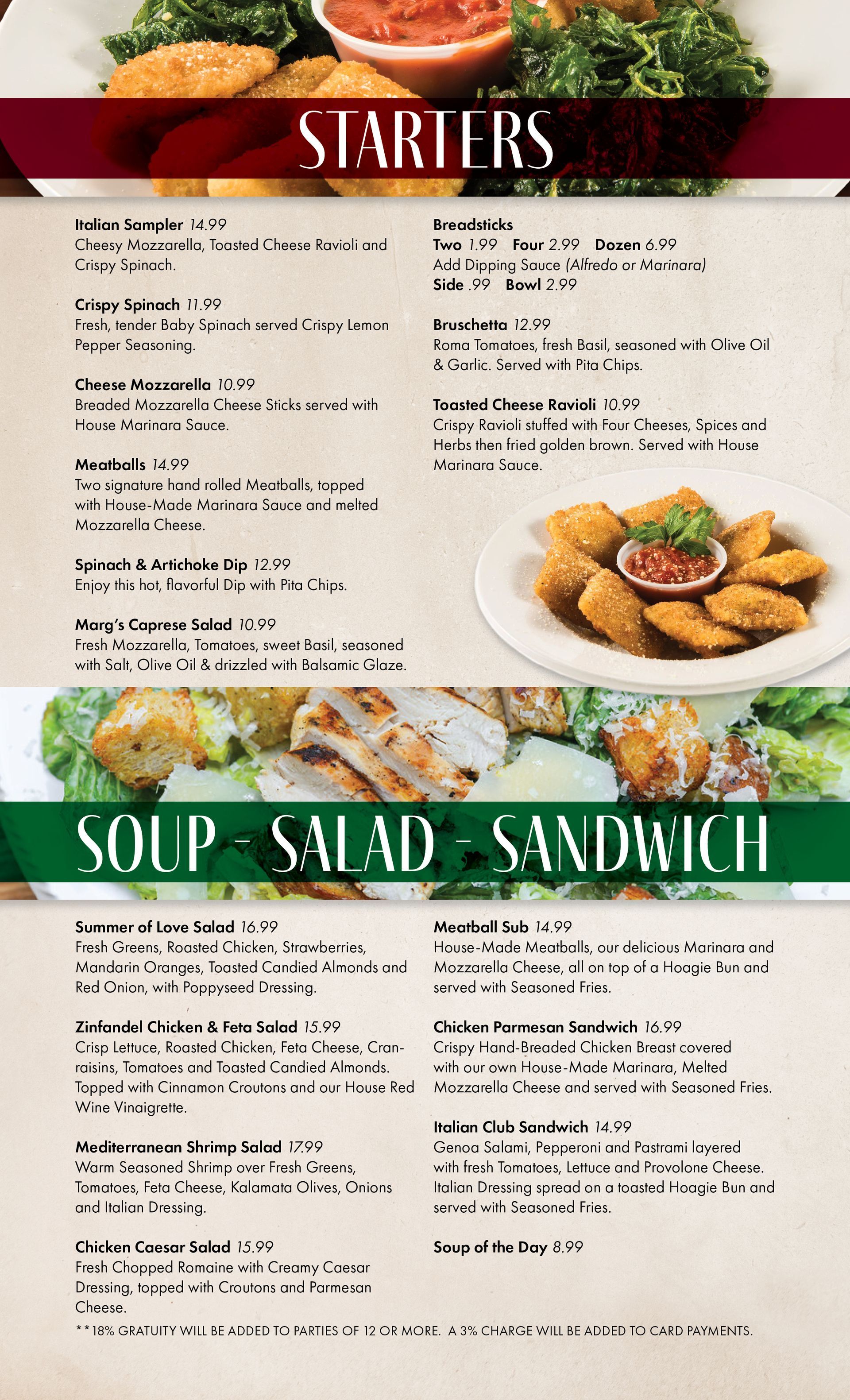 Menu | Pasghetti's Restaurant Branson Missouri