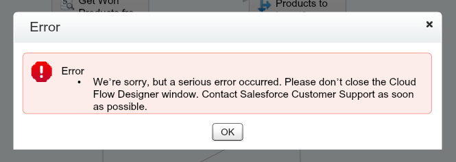 Serious Error in Cloud Flow Designer