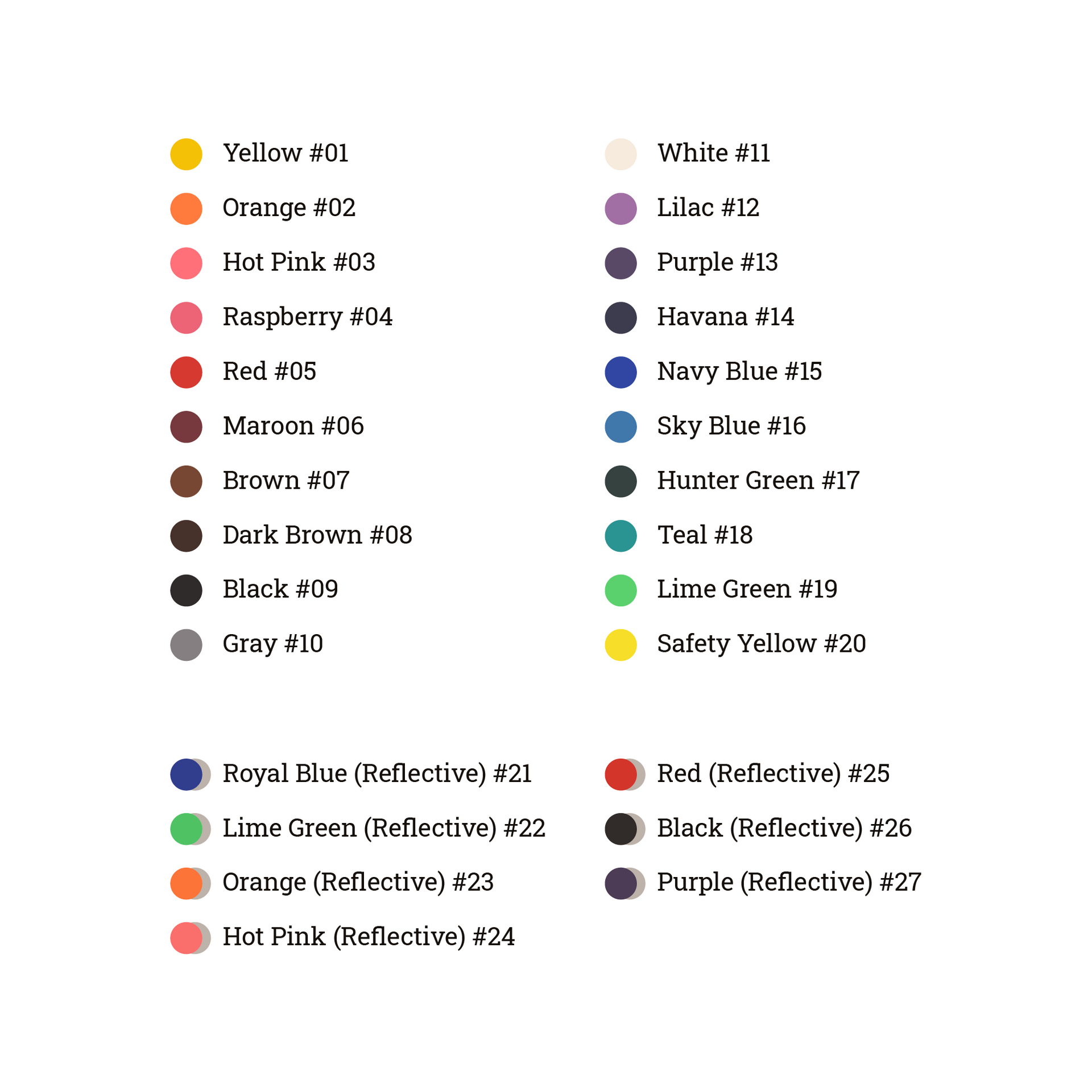 Color Chart & Beta Biothane Information