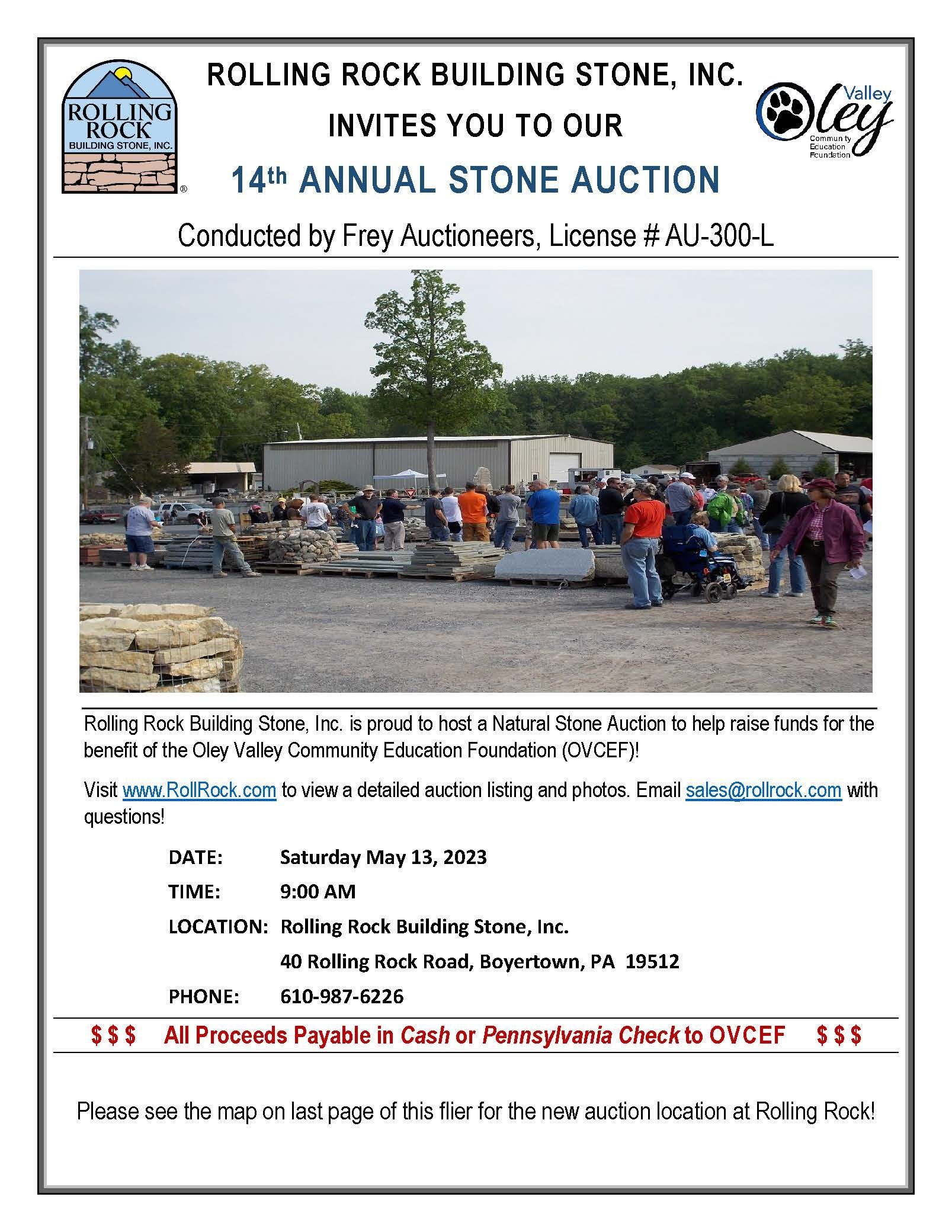 Rolling Rock Stone Auction