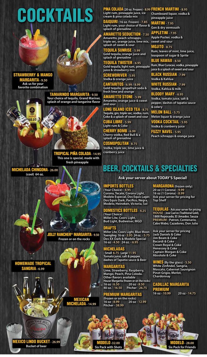 Authentic Mexican Food & Drinks | Mexico Lindo Bar and Grill | Portage ...