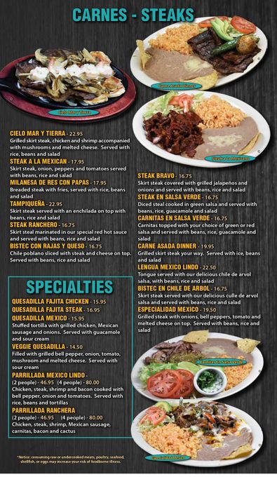 Mexico restaurant menu store