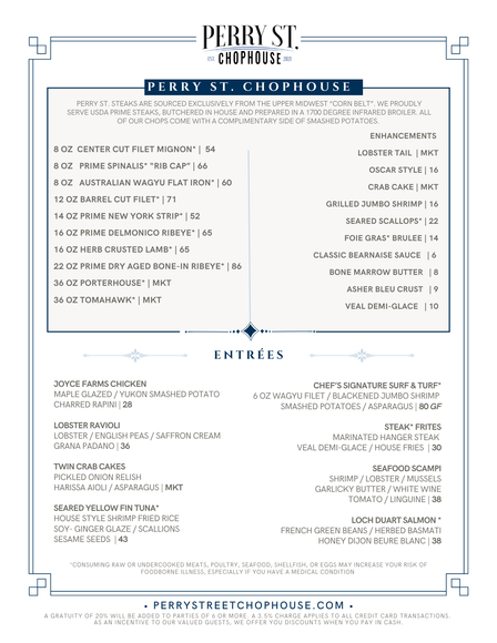 Menu | Perry Street Chophouse
