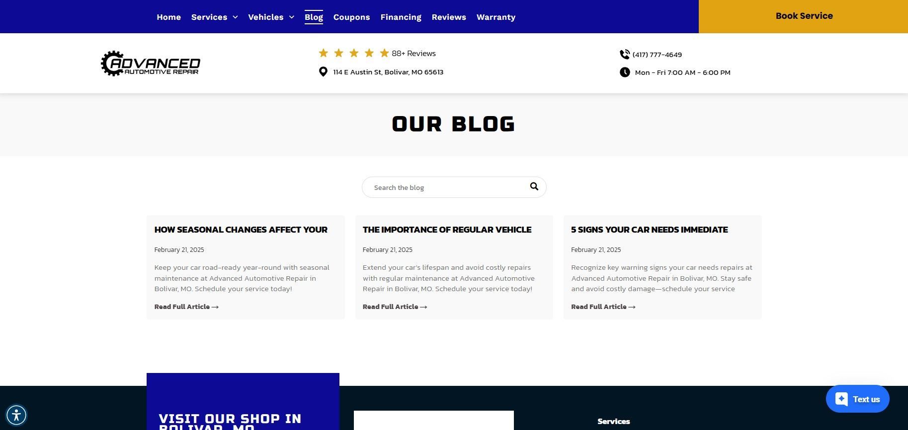 Blog | Advanced Automotive Repair, Bolivar MO Mechanic