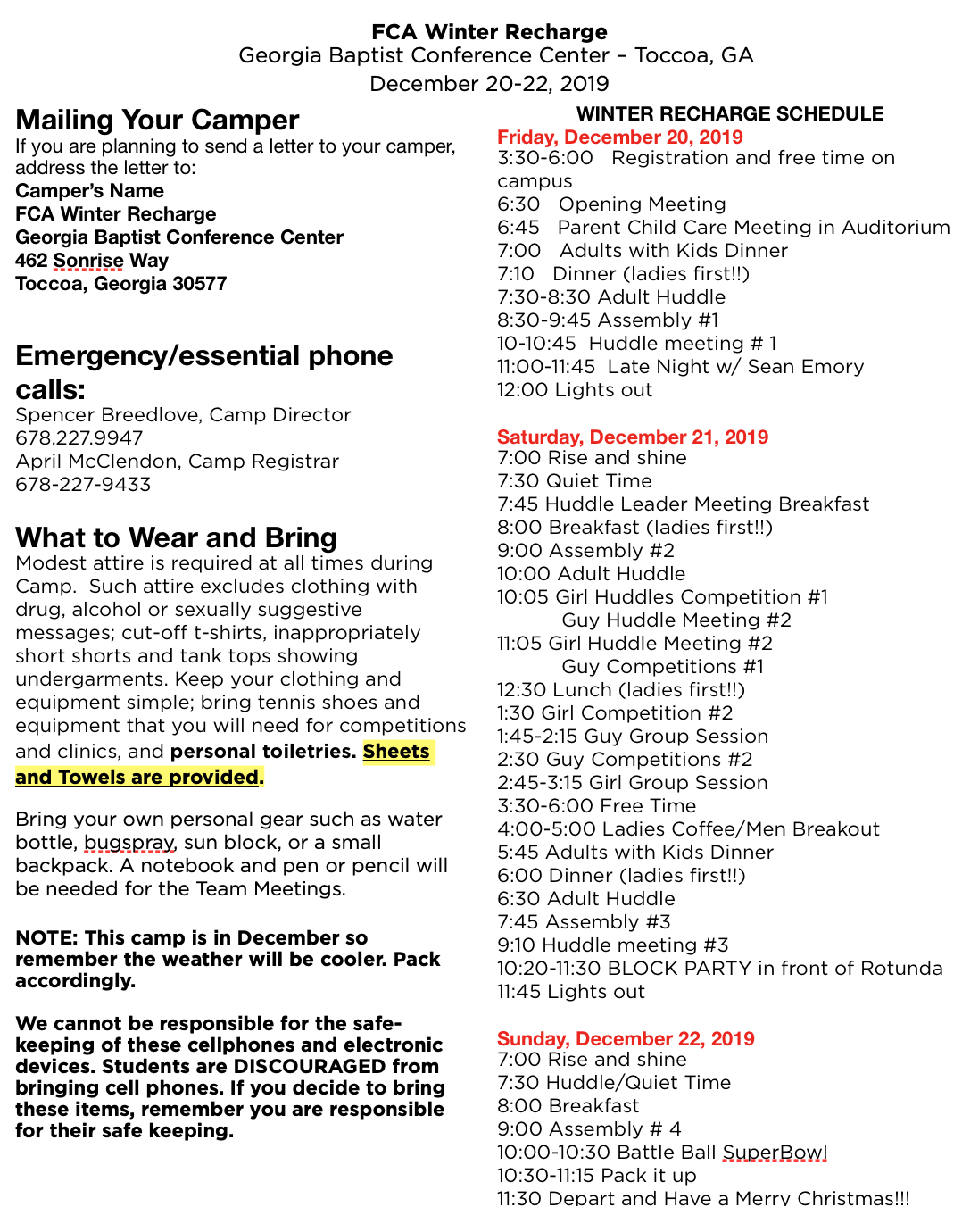 North Georgia FCA Winter Recharge