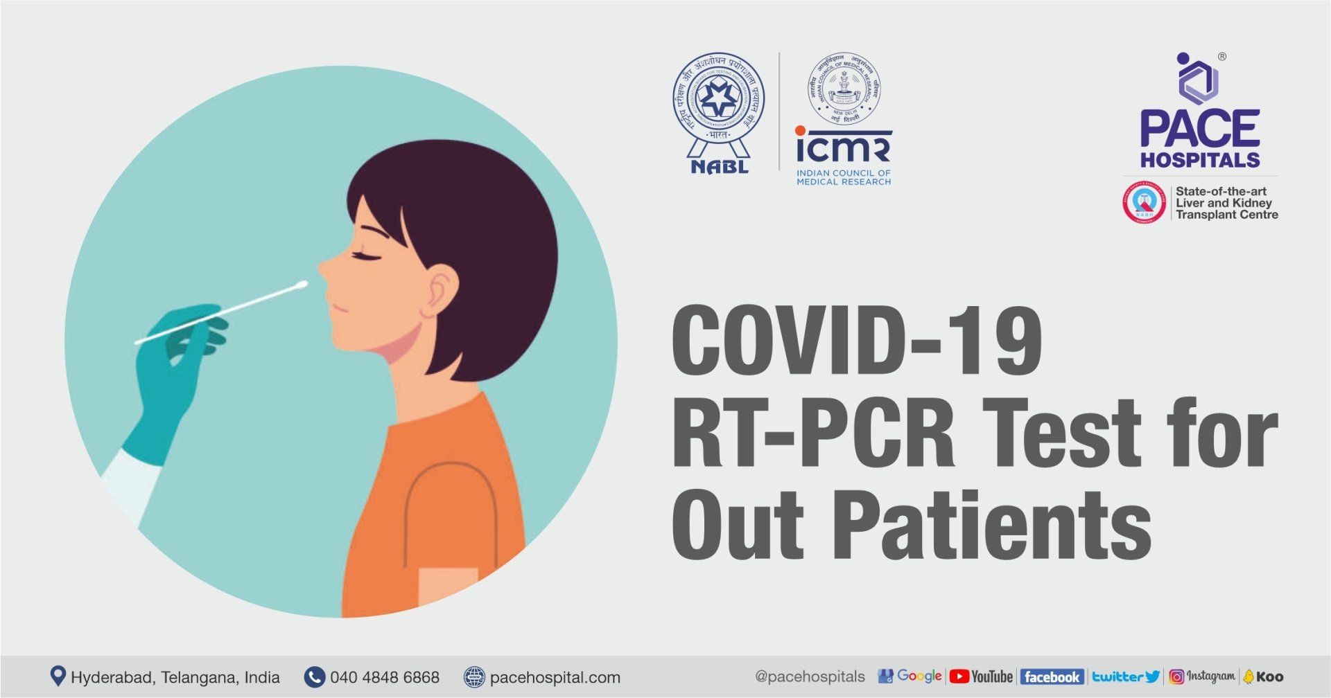 COVID 19 RT PCR test for Out Patients at Pace Hospitals, Hyderabad