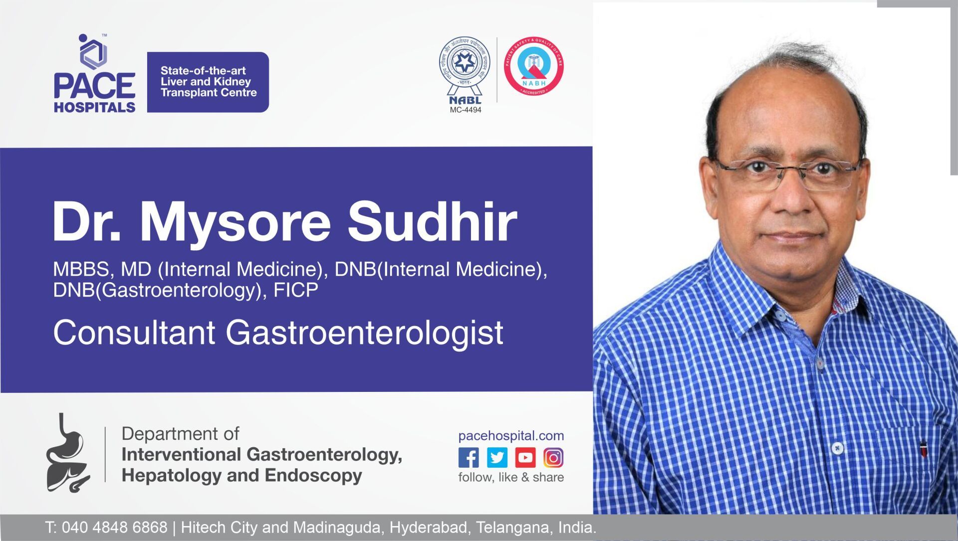 Dr. Mysore Sudhir - Senior Gastroenterologist in Hyderabad Dr. Mysore Sudhir - Senior Gastroenterologist in Hyderabad
