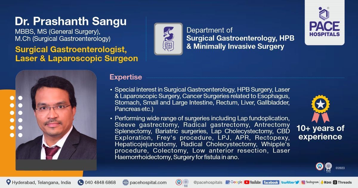 Dr. Prashanth Sangu - Best Surgical Gastroenterologist in Hyderabad