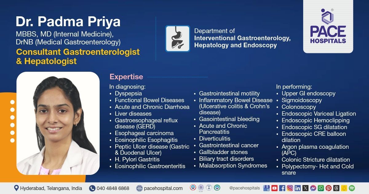 Dr. Padma Priya - Best Female Gastroenterologist in Hyderabad, India