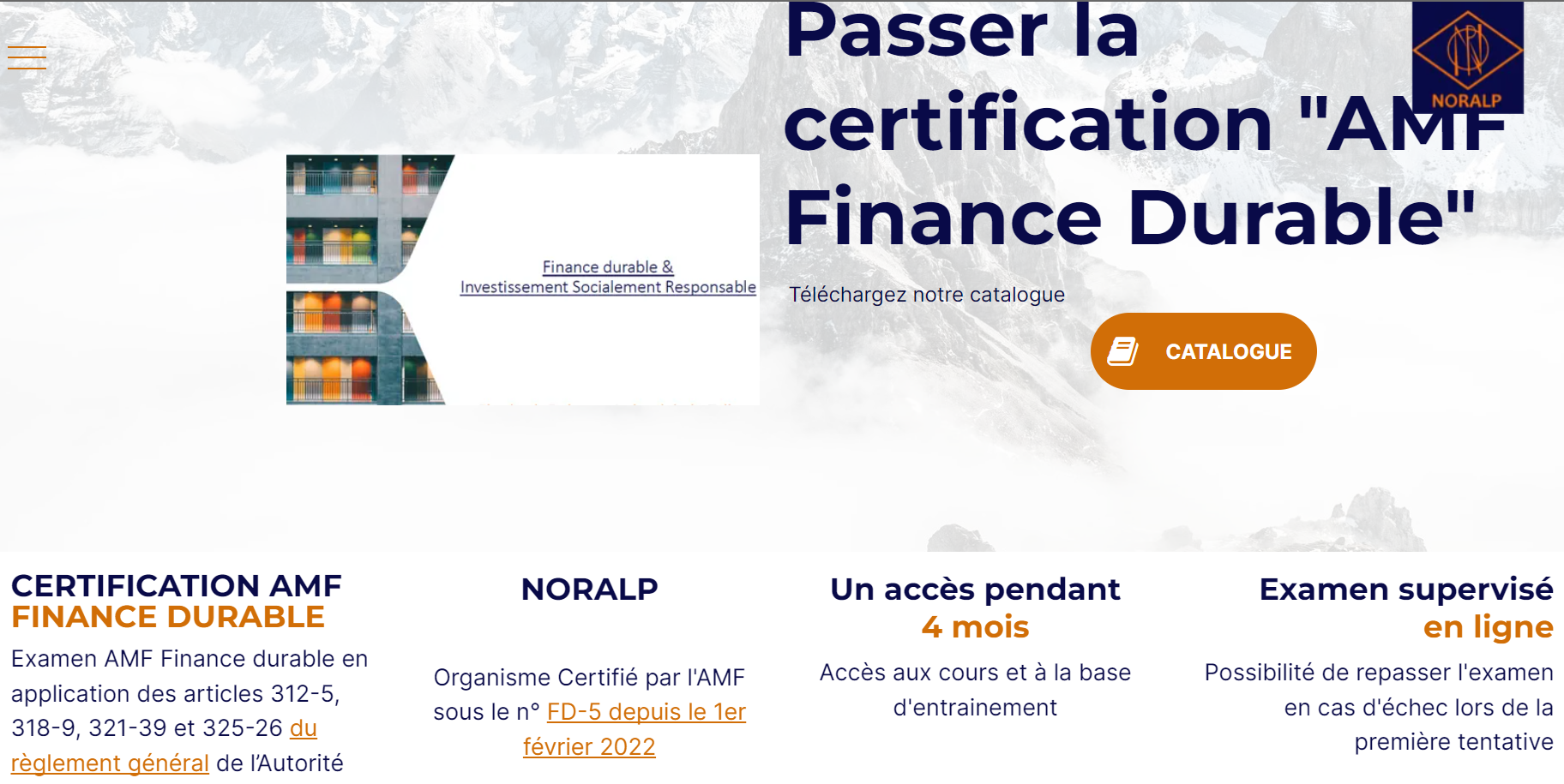 NORALP : Examen certifié AMF Finance durable en ligne