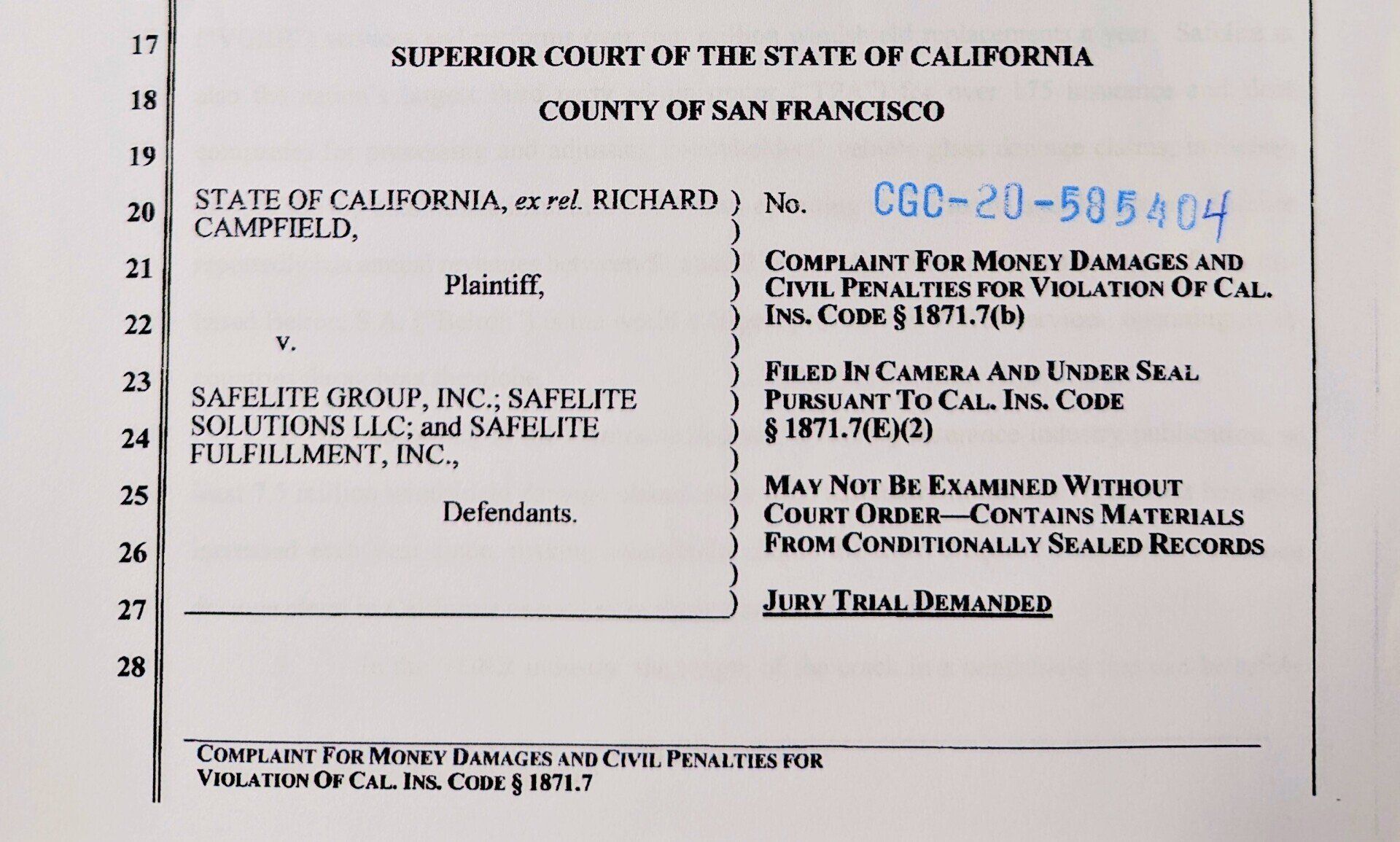 Safelite sued for insurance fraud in the state of california