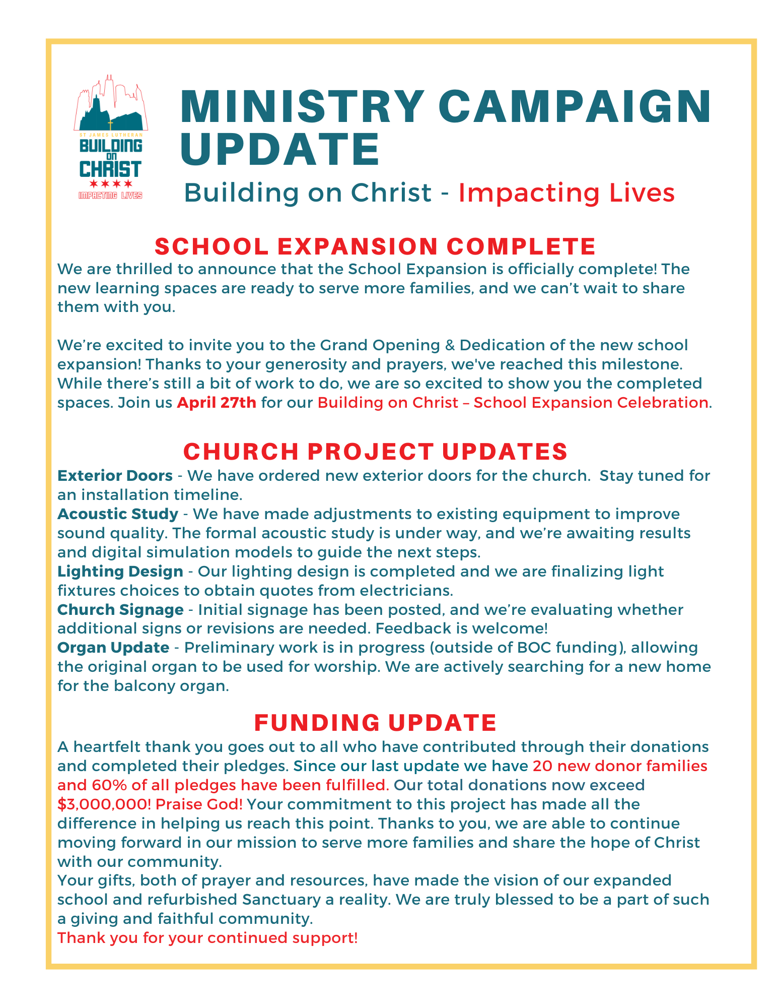 Ministry Campaign | Building On Christ - Impacting Lives