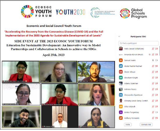 Global Schools hosts ECOSOC Youth Forum Side Event