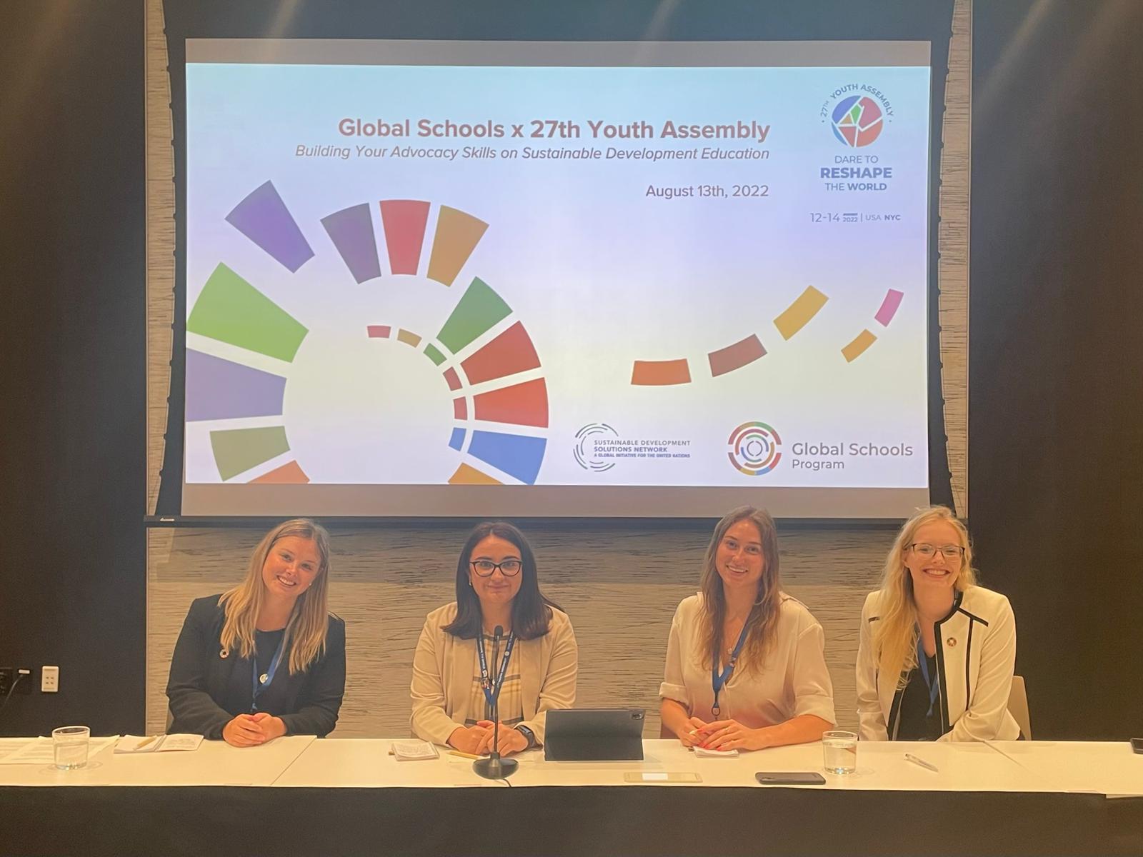 Global Schools hosts a workshop at the United Nations Youth Assembly