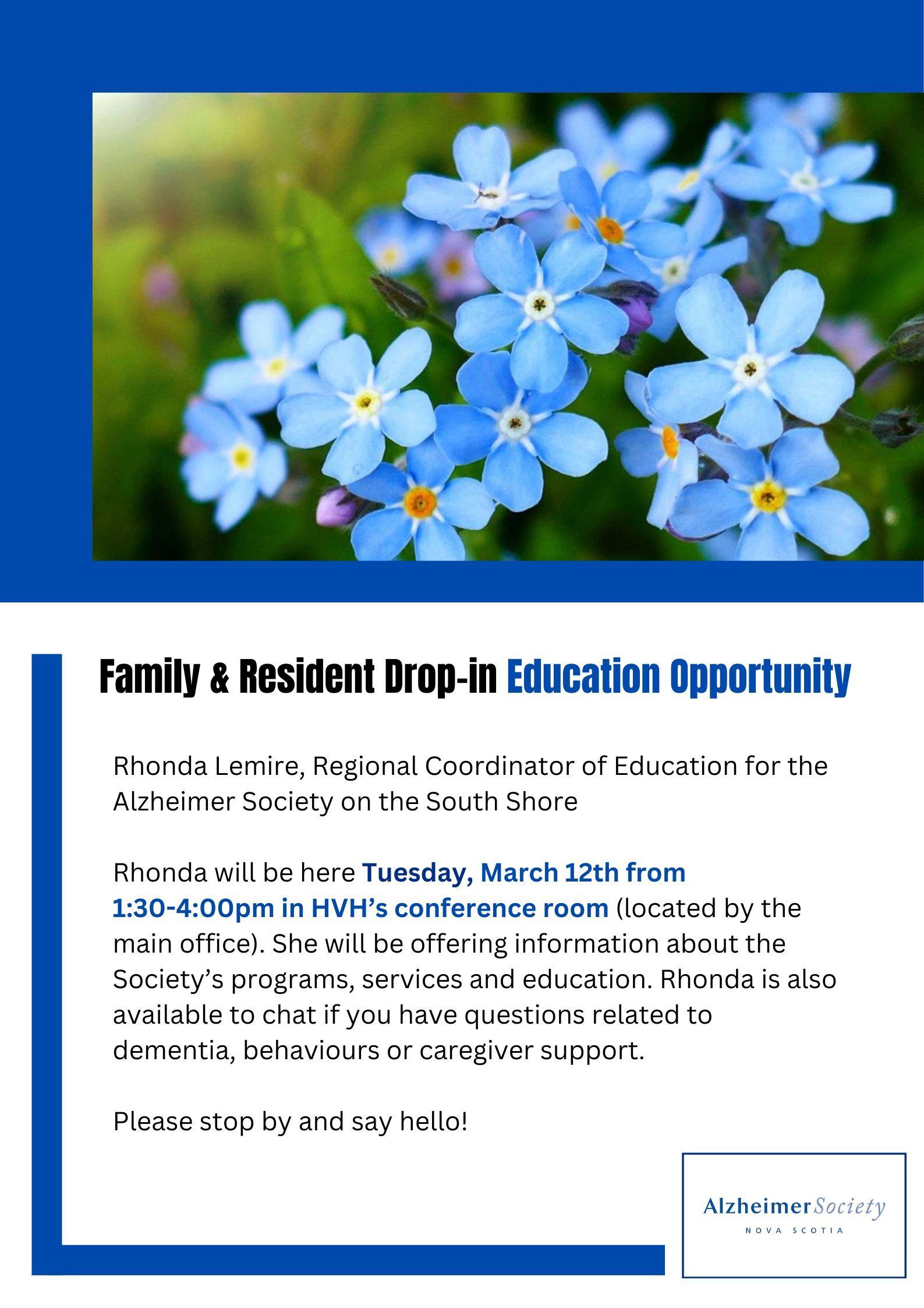 Family & Resident Drop-in Education Opportunity