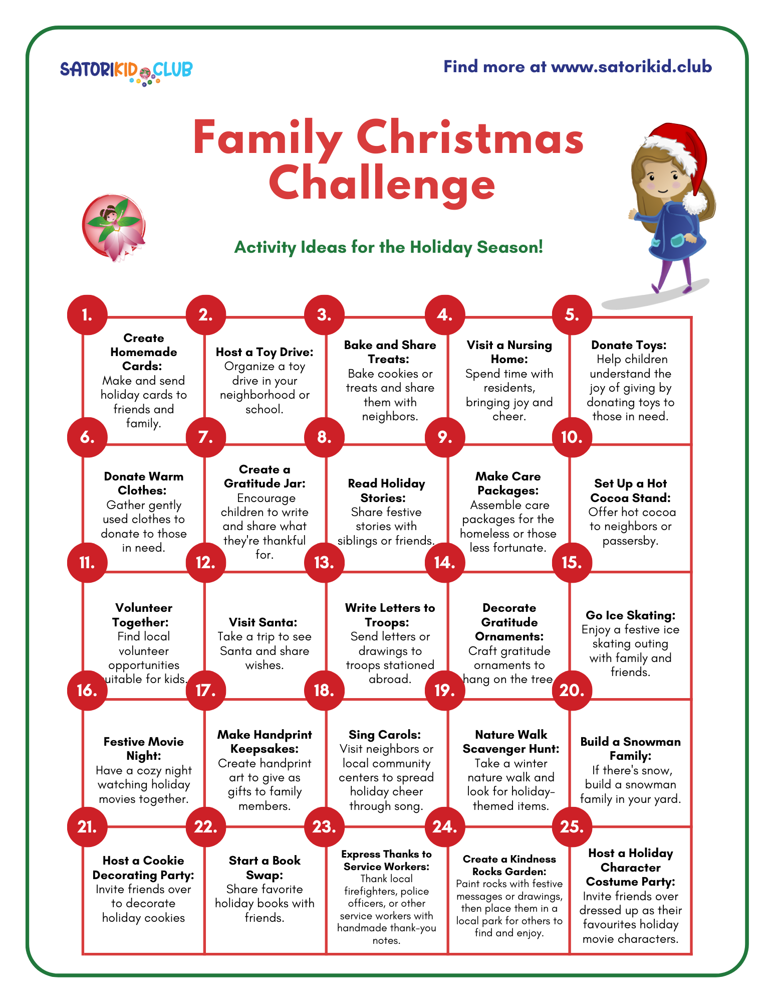 Free Printables| Mindful Family Activities | Satori Kid Club